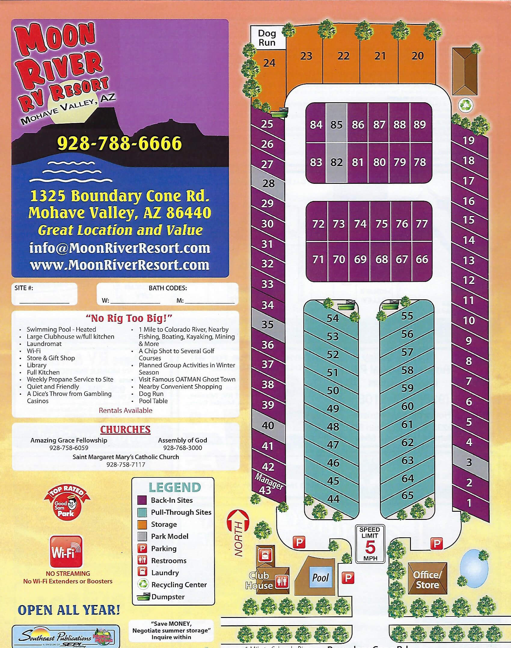 Moon River RV Resort | See Our Bullhead City, AZ RV Park Park Map